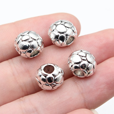 10个/包12x10x10mm古银色DIY饰品配件波点纹路大孔珠
