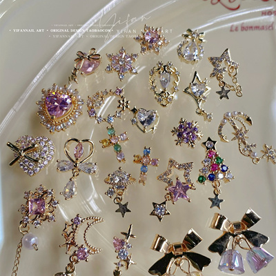 y2k圣诞吊坠铃铛雪花美甲锆石