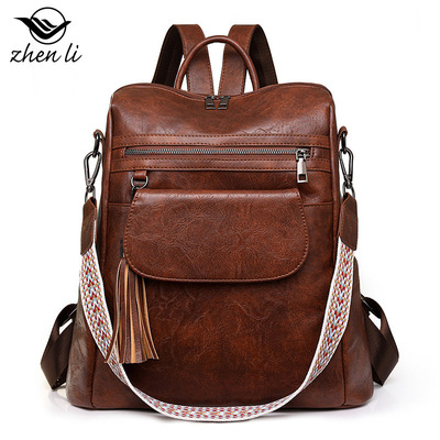 Women's Soft Leather Backpack Student School Bag Female Bag