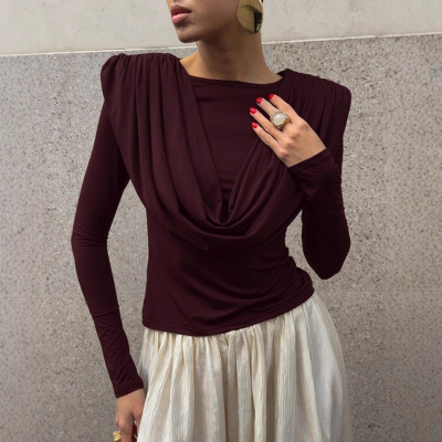 Women Tees Blouse Tops Elegant上衣女冬时尚针织打底T恤打底衫