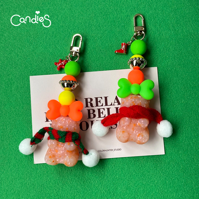 Candies原创圣诞硅胶小熊挂件