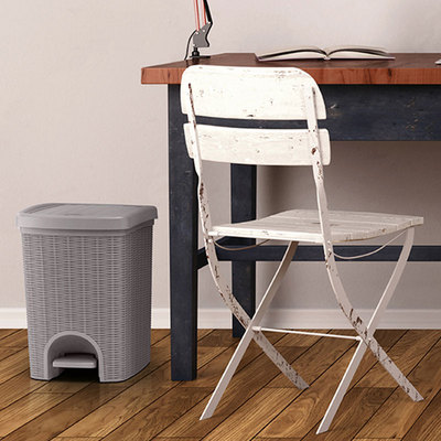 意大利原装进口StefanPlast 藤编风脚踏垃圾桶 意式简约方形设计