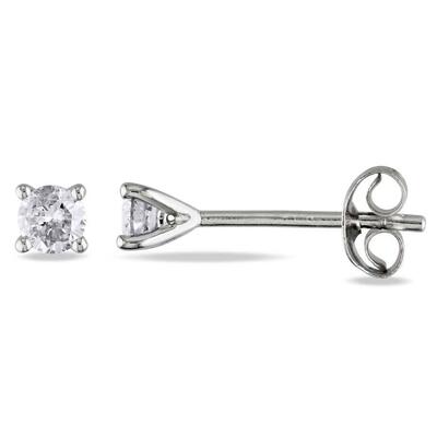 Amour 1 4 CT TW镶钻耳钉纯银