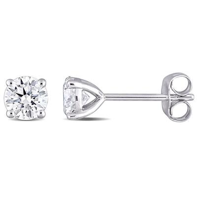 Amour 1 CT DEW Created Moissanite纸牌耳钉10K白色金色