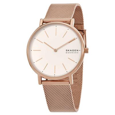 Skagen Signatur石英白色表盘玫瑰金色女士手表SKW2784