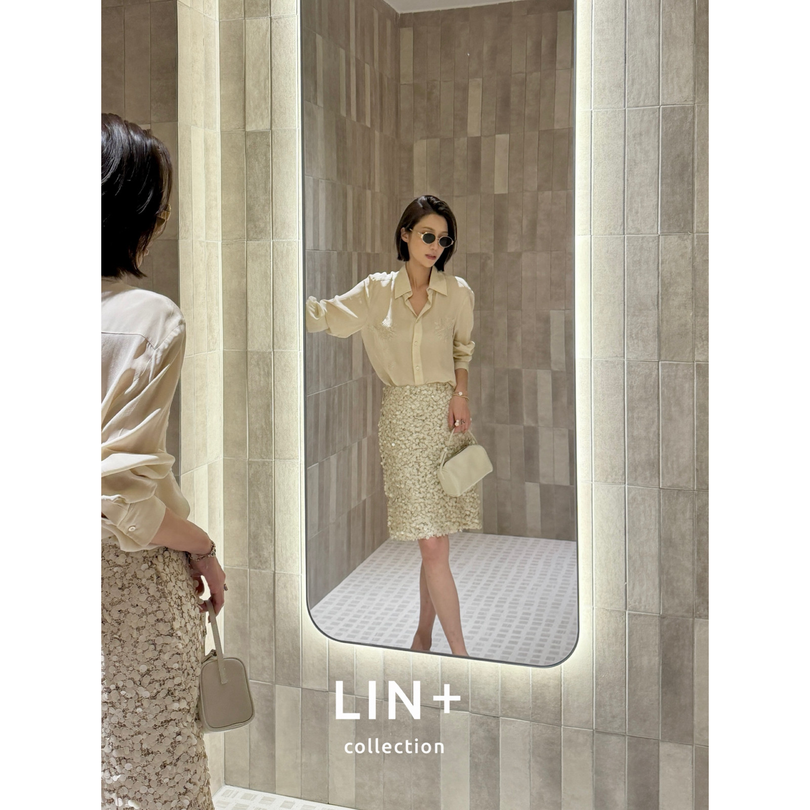 LIN+ -轻舞月光秋上新~100人丝静奢立体绣花钉珠复古LJ2602D206