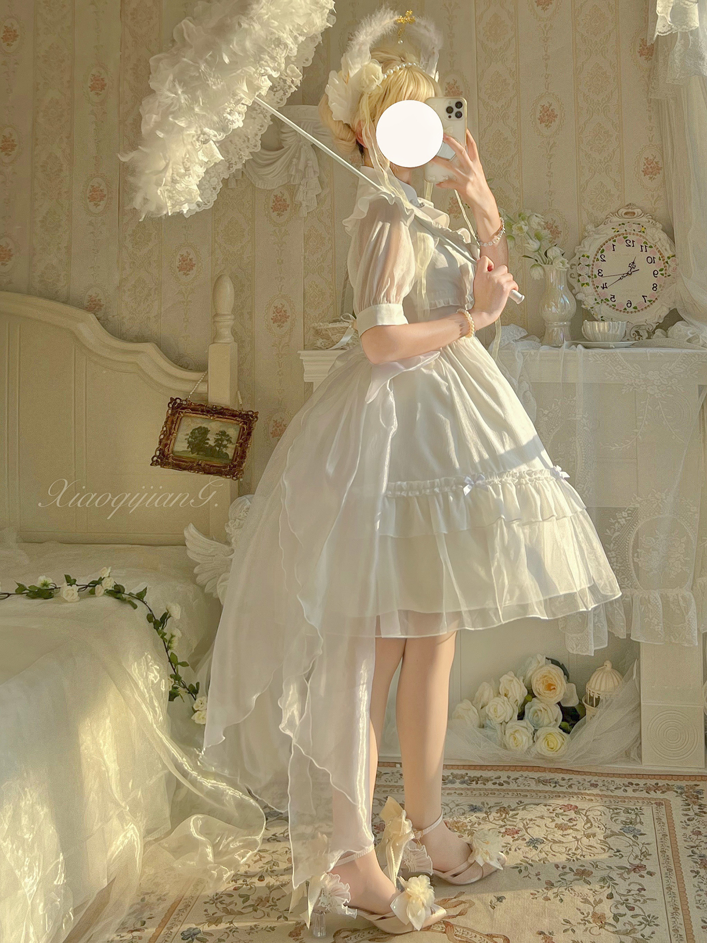 【全款】原创Lolita洋装连衣裙夏季jsk吊带甜美轻花嫁仙气纱_虎窝淘