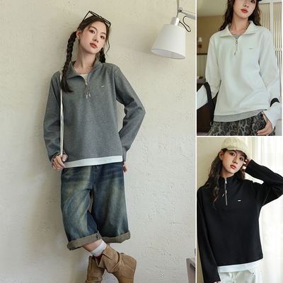 骄骄虎断码春秋季新款女大童时尚洋气青少年假两件卫衣7368