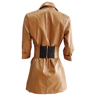 2026 women's dress leather jacket 连衣裙皮外套带腰带