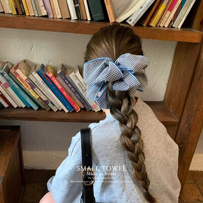 韩国进口nyu法式甜美格子大肠圈2025新款低马尾发圈头绳皮筋发饰