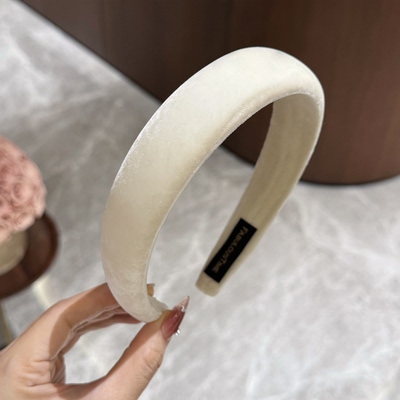 白色真丝雪丝绒发箍纯色海绵头箍