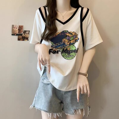 字母印花短袖T恤女夏季大码胖mm