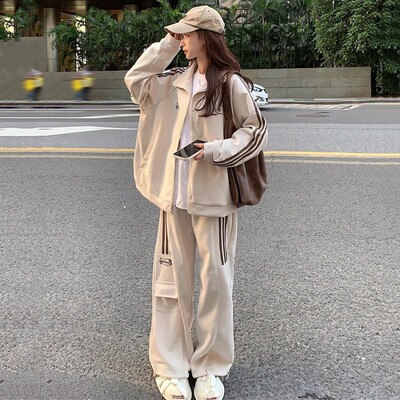 美式卫衣运动套装女春秋季两件套
