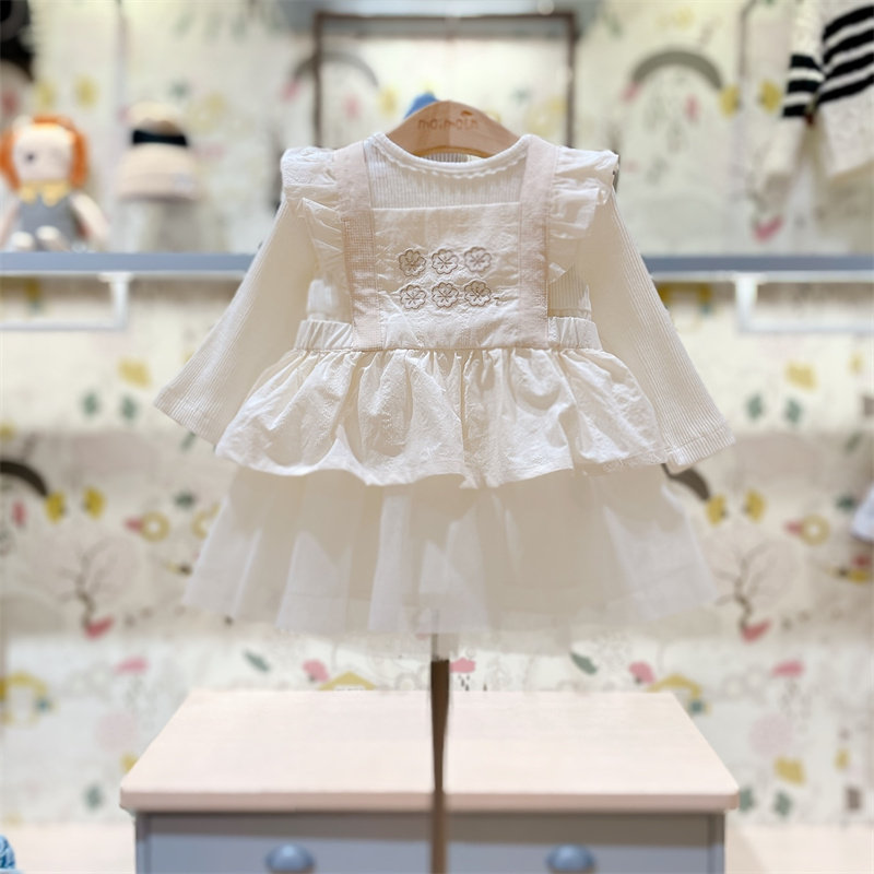 打折moimoln小云朵韩国代购2023春季女宝甜美拼接网纱连衣裙B49P_虎窝淘