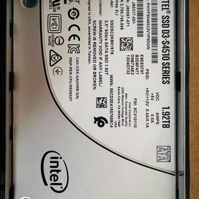 英特尔s4510 1.92t sata  ssd 企业级固态硬盘