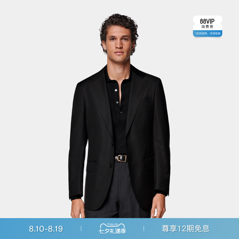 SUITSUPPLY黑色西服外套S110支羊毛男士西装上衣