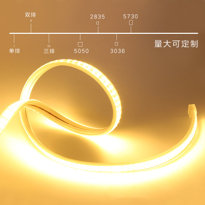 220V灯带led吊顶藏光线条灯户外防雨亮化照明高亮柔性软灯条2835