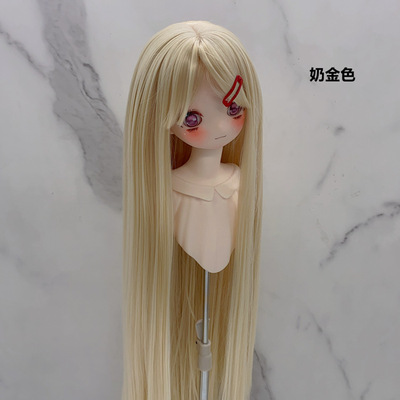 bjd假发软丝刘海3分4分6分sd娃叶罗丽长发黑长直卷发高温丝发套