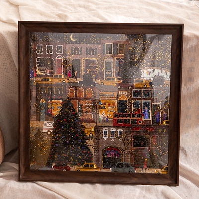 圣诞冬灯拼图相框galison拼图框裱框画框冬日50.8x50.8东灯雪夜风