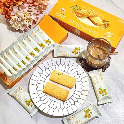 韩国限定济州之吻Jekiss柑橘夹心柑橘果酱夹心饼干180g
