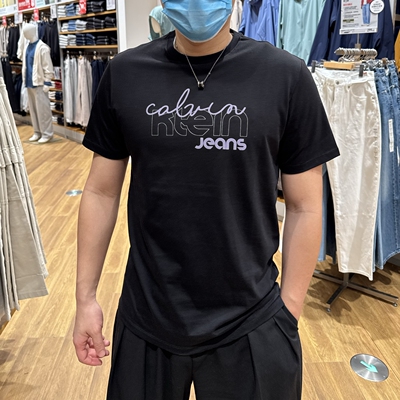 CK男士休闲时尚印花纯棉圆领T恤