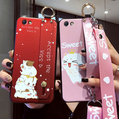 oppo保护套磨砂卡通风斜挎挂绳