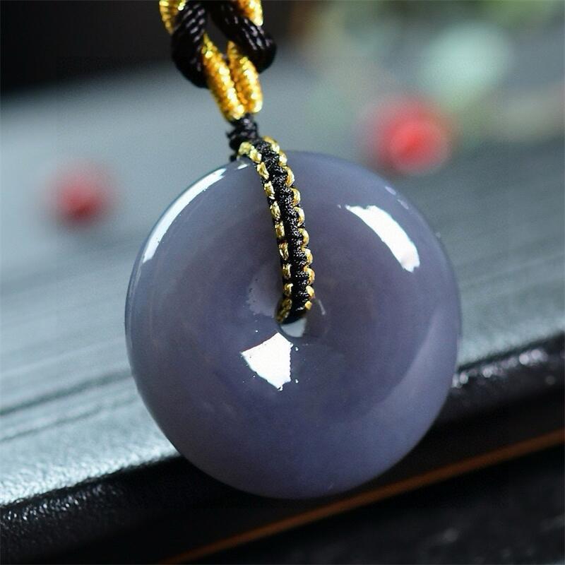 天然和田玉烟紫手工平安扣吊坠项链17.8g新疆料油润细腻老坑料犹