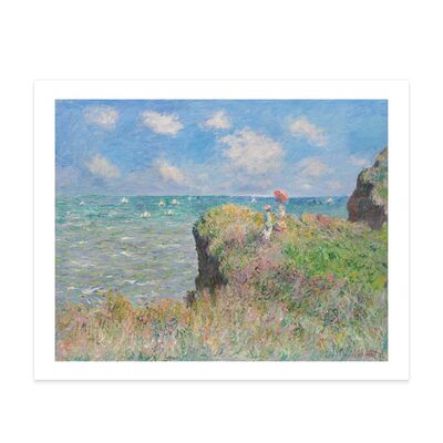 莫奈Monet悬崖漫步Cliff Walk粉色风景经典名画装饰画