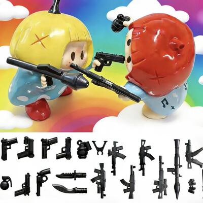 名创yoyo酱手持道具小手枪手雷拼装小颗粒玩具武器装备配件全套右