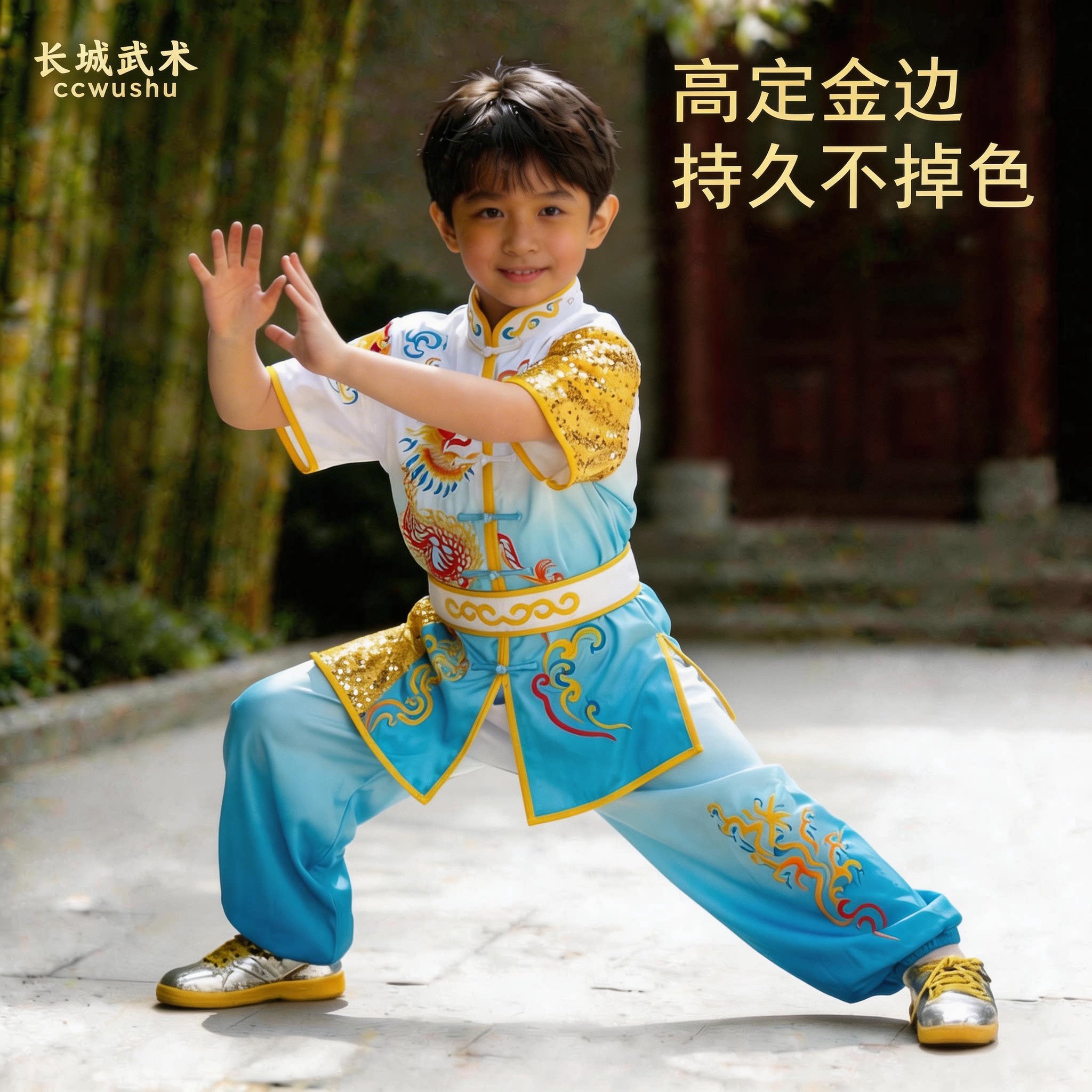 太极拳练功服武术服装男中国风表演服夏季太极服女弹力丝长城武术