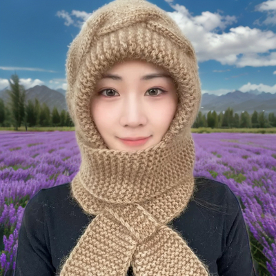 棋盘格大麻花风雪帽冬新款