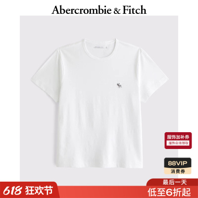 AF小麋鹿图案亚麻混纺短袖T恤