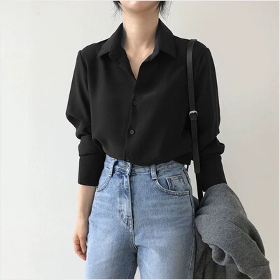 Chiffon Women's Loose llar Professional Ol Solid lor Hong Ko