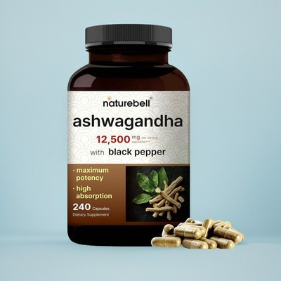 美国成人醉茄胶囊高含量NatureBell Ashwagandha 12500mg情绪睡眠