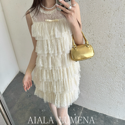 夏季温柔风层层叠叠无袖仙女裙