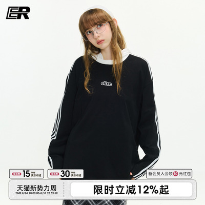 ER条纹字母长袖T恤男2026秋季街头潮牌美式休闲oversize上衣女