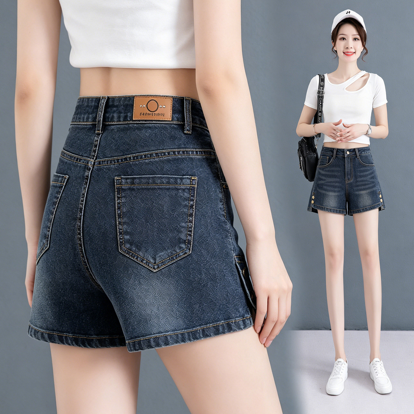 黑色牛仔短裤女夏季薄款2026新款高腰显瘦直筒裤外穿a字阔腿热裤