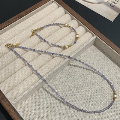 捡漏！清冷感～红人店300+天然极细堇青石项链手链P583