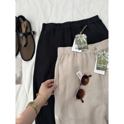 门店300+面料太超值了！舒爽悬垂不扎人100汉麻～九分直筒裤Q030