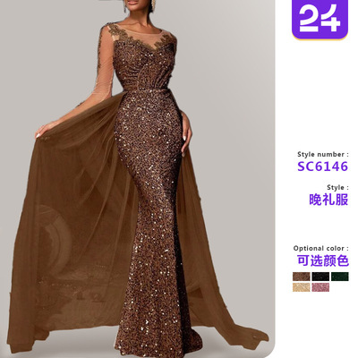 Ladies' lace party dance dress long skirt女舞会礼服长裙蕾丝