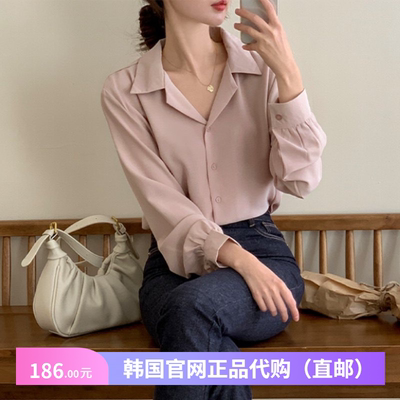 25春季气质衬衫西装翻领长袖女attrangs正品韩国代购通勤宽松上衣
