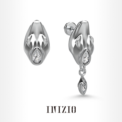 INIZIO精致蛇头小众不对称耳钉