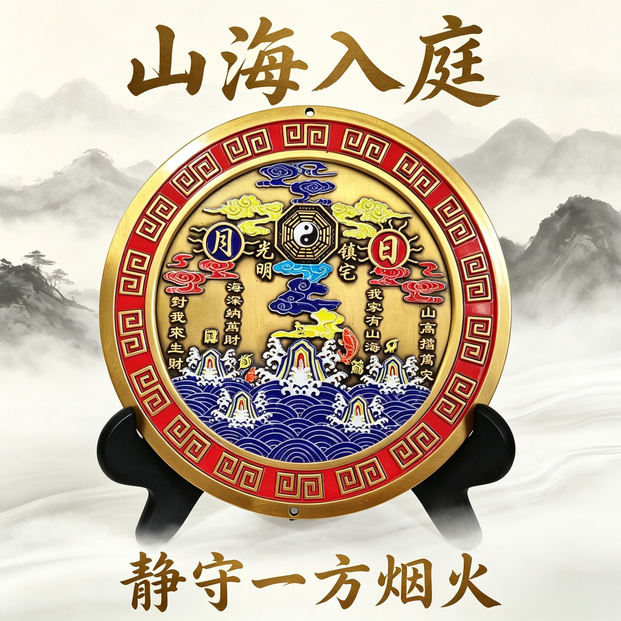 进门玄关寓意好的山海镇摆件客厅财位入户家宅平安装饰品招财进宝
