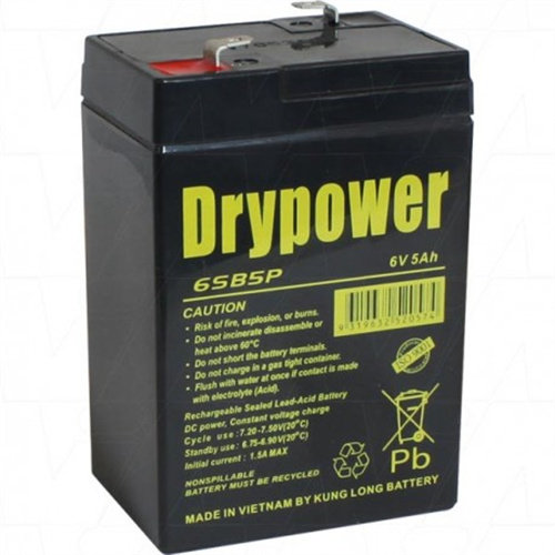 Drypower 蓄电池 6SB5P 6V5AH 免维护可充电铅酸 电池