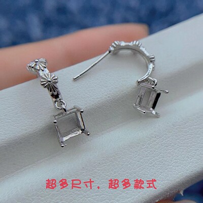 S925纯银新款中性风耳钉6*6mm