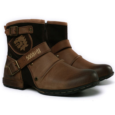 Men's Shoes Warm Leather Vintage Motorcycle Male Boots马丁靴