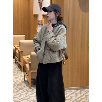 设计感韩系撞色连帽假两