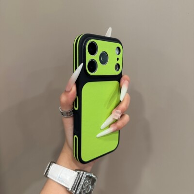 ins撞色大视窗素皮苹果手机壳