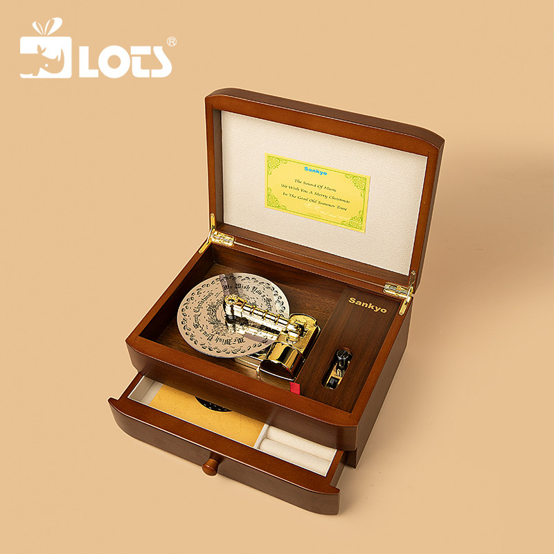 LOTS丨22音Sankyo机芯唱盘式音乐盒唱片八音盒高端复古生日礼物_虎窝淘