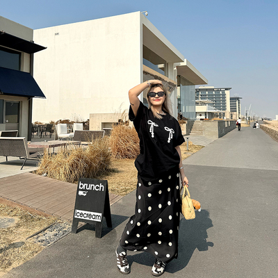 LTGIR长裙A字街头圆点半身裙